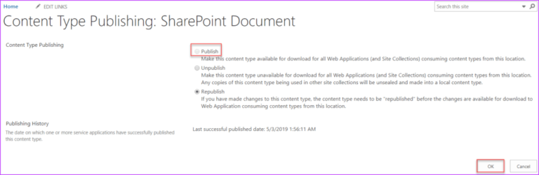 Publish a SharePoint Content Type from Content Type Hub - Tips by Bits